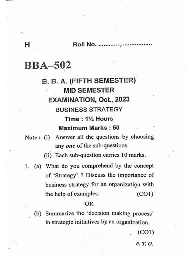 Business Strategy BBA 502 | PDF