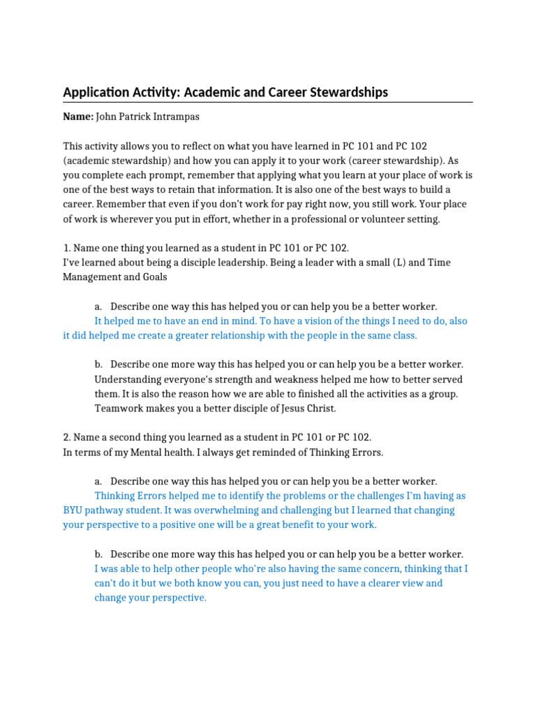 pc103 W02 Document Applicationactivityeducationcareerstewardships ...