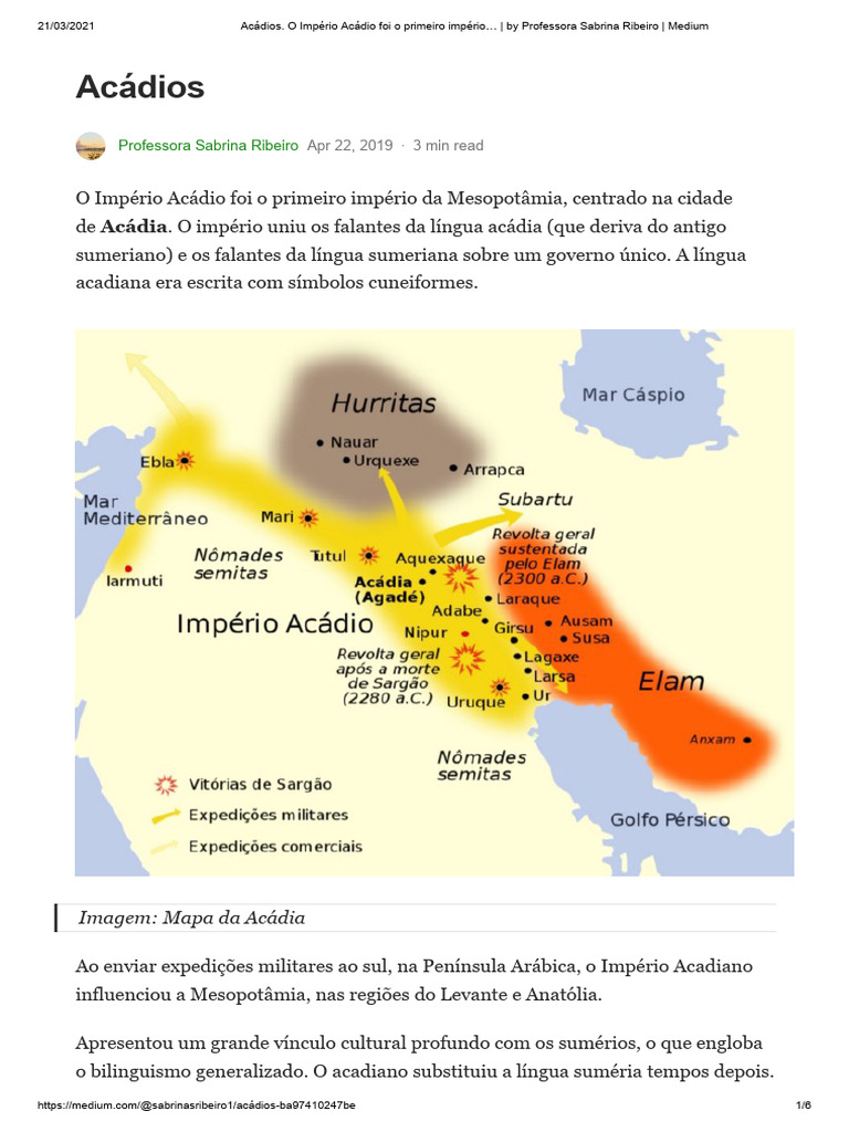 Acádios. O Império Acádio Foi o Primeiro Império - by Professora ...