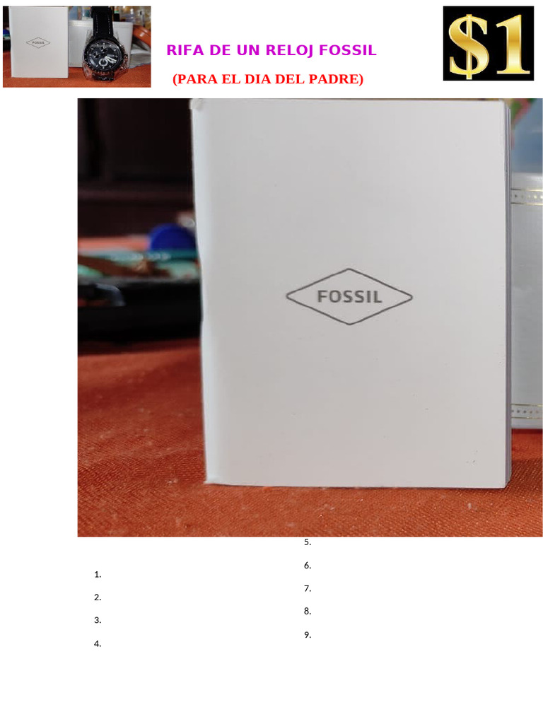 (Para El Dia Del Padre) : Rifa de Un Reloj Fossil | PDF