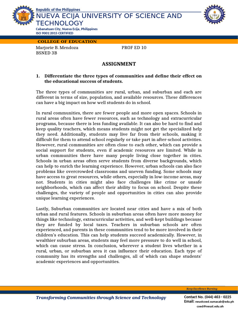 Prod Ed 10 Assignment | PDF | Teachers