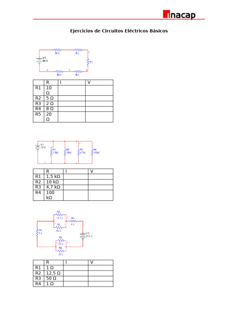 07 Ejercicios de Circuitos Eléctricos Básicos | PDF
