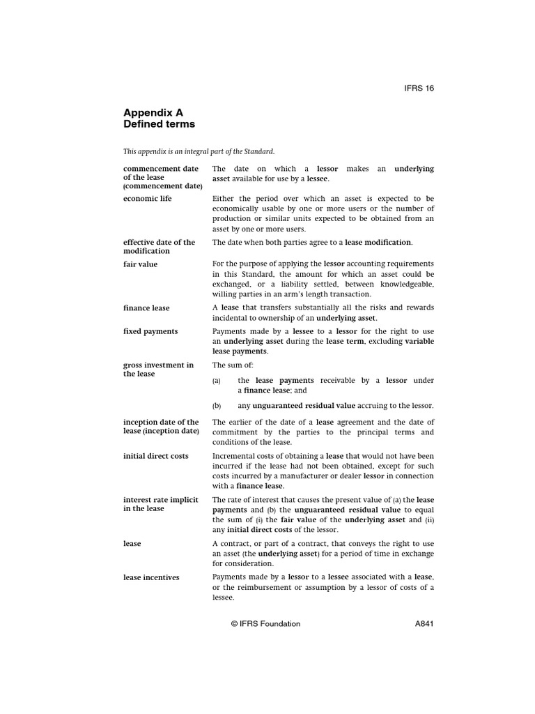 Key Lease Terms Defined in IFRS 16 | PDF | Lease | Business Law