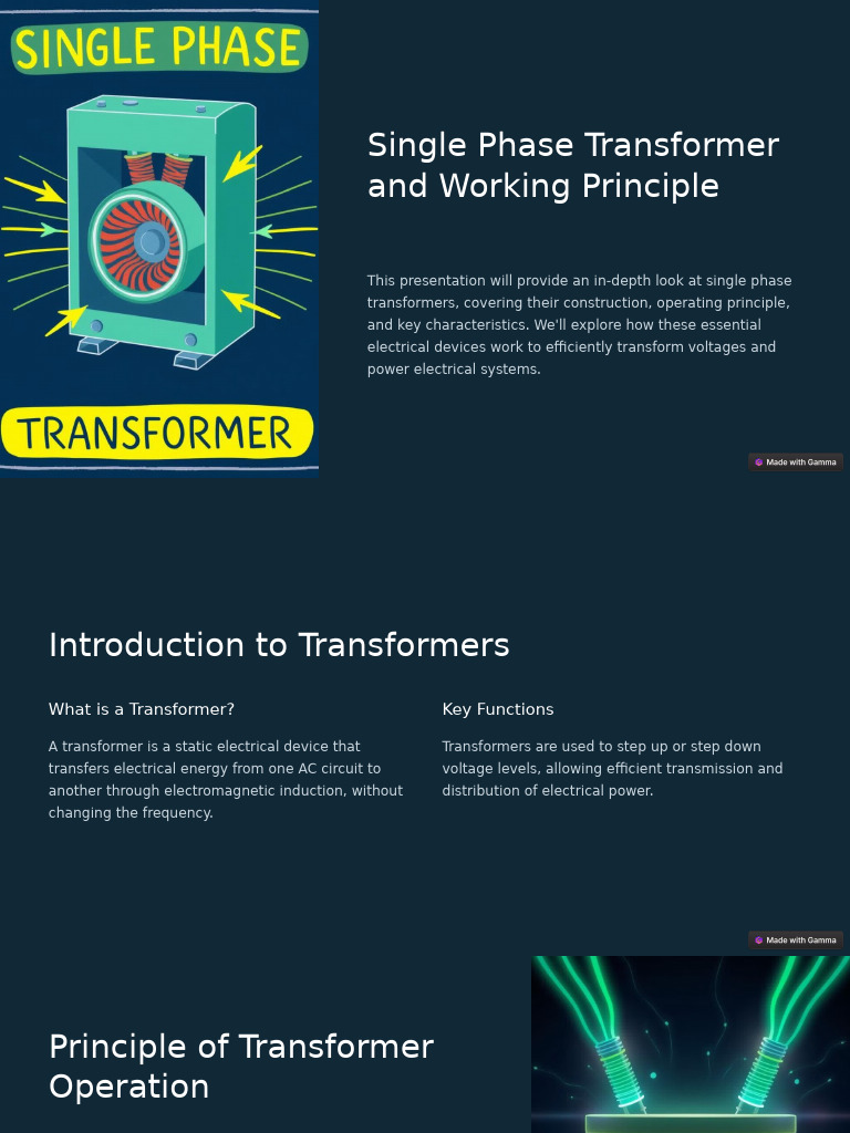 Single Phase Transformer Basics | PDF | Transformer | Electromagnetic ...