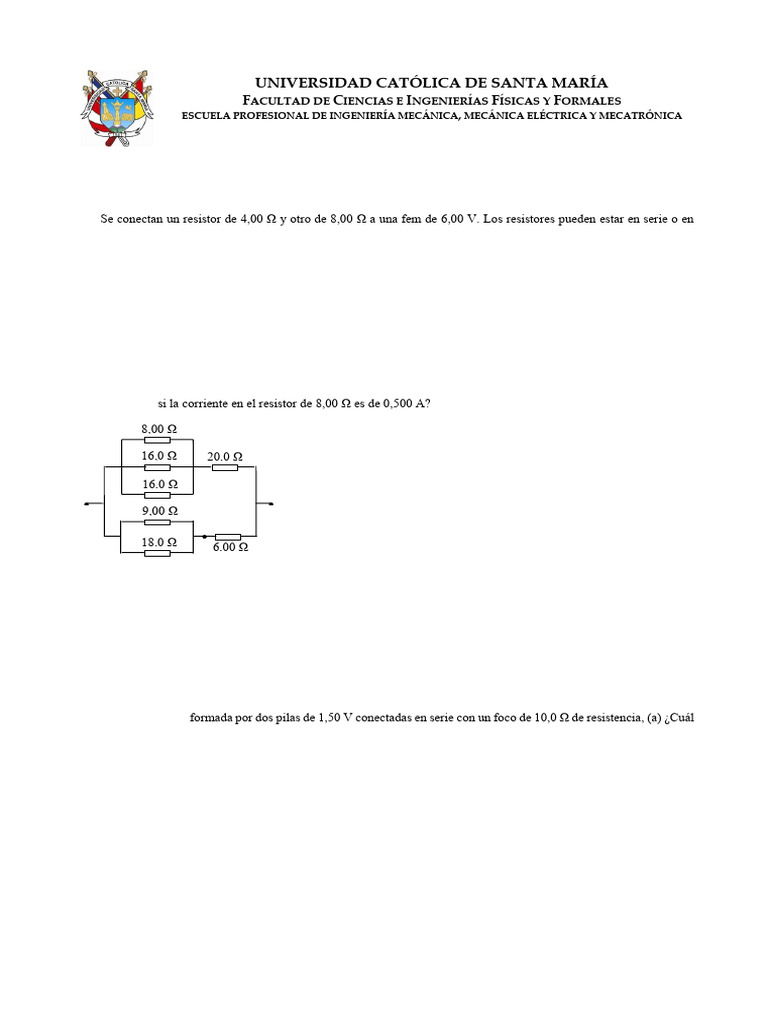 Práctica 6 - Problemas de Circuitos de Corriente Continua - UCSM - 2024 - B | PDF | Resistencia ...