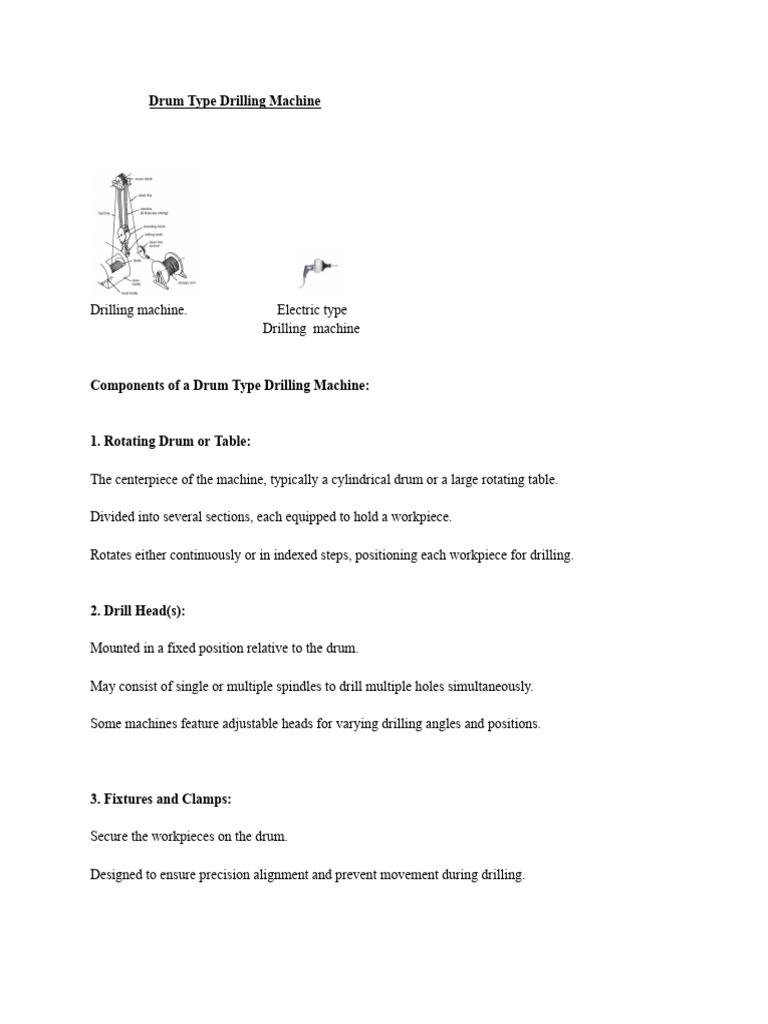 Drum Type Drilling Machine | PDF | Drill | Drilling