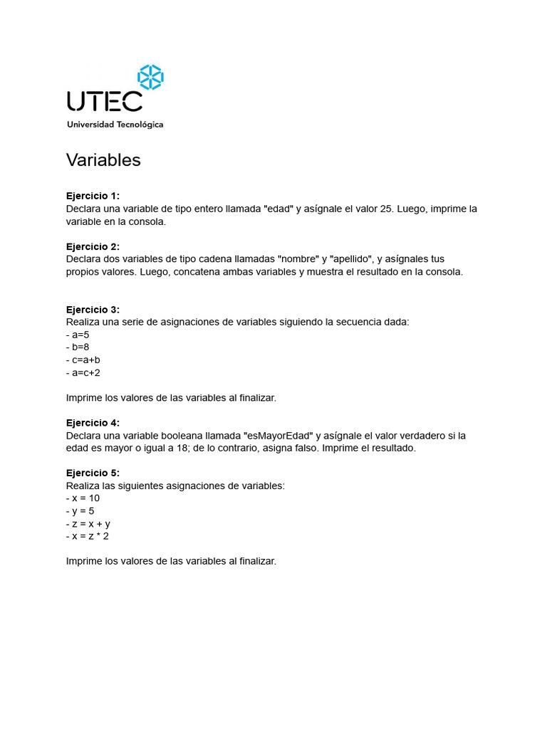Repartido Ejecicios | PDF | Variable (informática) | Java (lenguaje de programación)