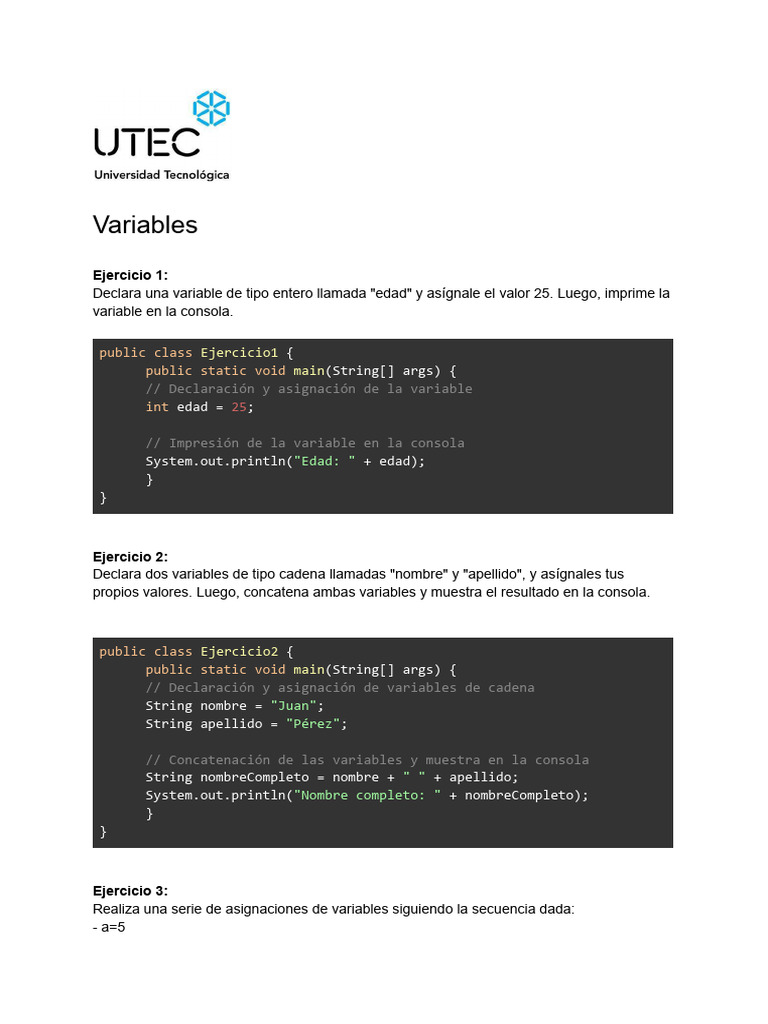 Ejercicios de Programación en Java | PDF | Java (lenguaje de programación) | Álgebra de Boole