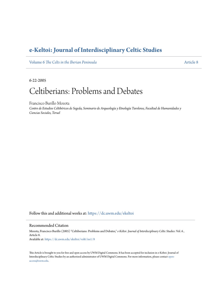 Celtiberians - Problems and Debates | PDF | Celts | Iberian Peninsula