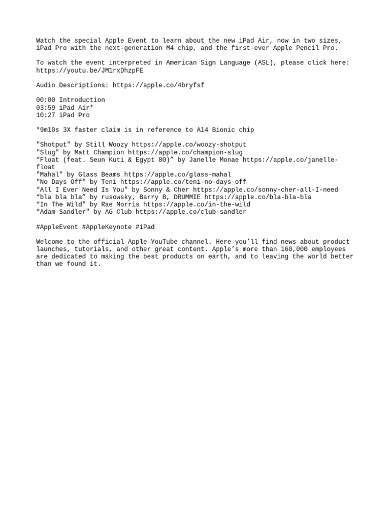 Apple Event - May 7 (Descripción) | PDF