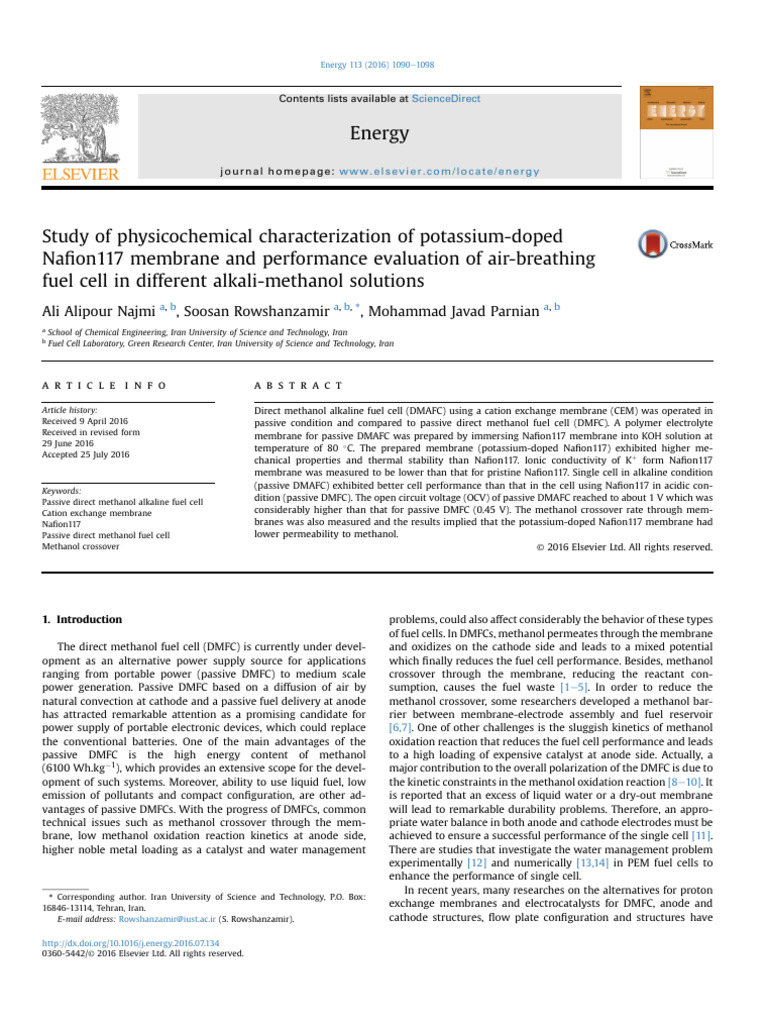 Study of Physicochemical Characterization of Potassium-Doped | PDF | Fuel Cell | Electrochemistry