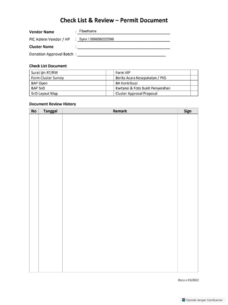 Template Dokumen Permit | PDF