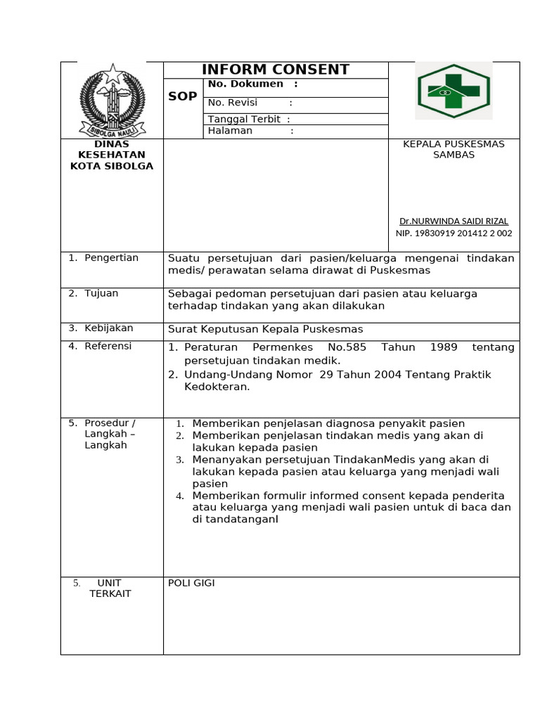 Sop Inform Concern Poli Gigi | PDF | Hukum