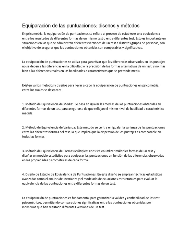 Equiparación de Las Puntuaciones | PDF | Crecimiento personal y ...