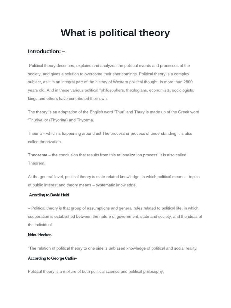 What Is Political Theory Pgdav | PDF | Theory | Intellectual