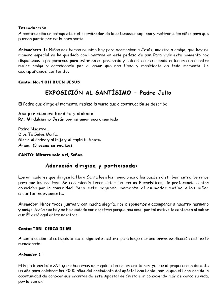 Hora Santa | PDF | eucaristía | orador del Señor