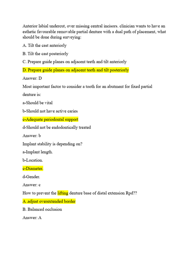 MY DHA Exam 23 After Correction | PDF | Dental Implant | Dentures