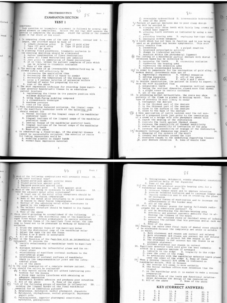 2 Rudmans Test Items NBDE II Prostho | PDF | Home & Garden