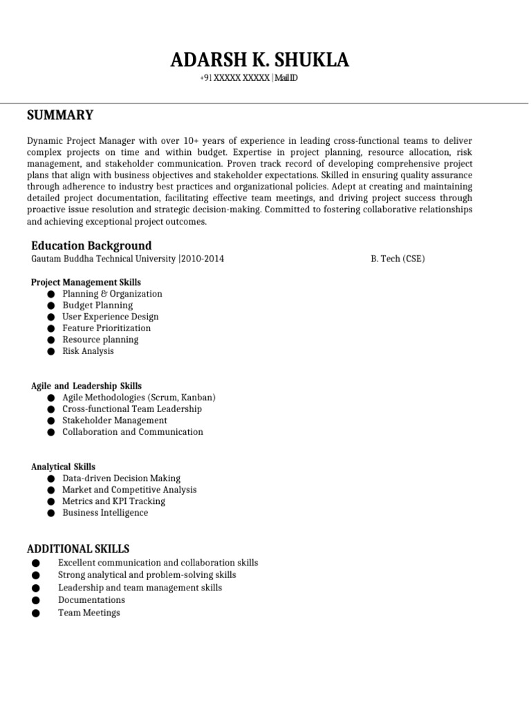 Ats-Cv Adarsh | PDF | Agile Software Development | Leadership