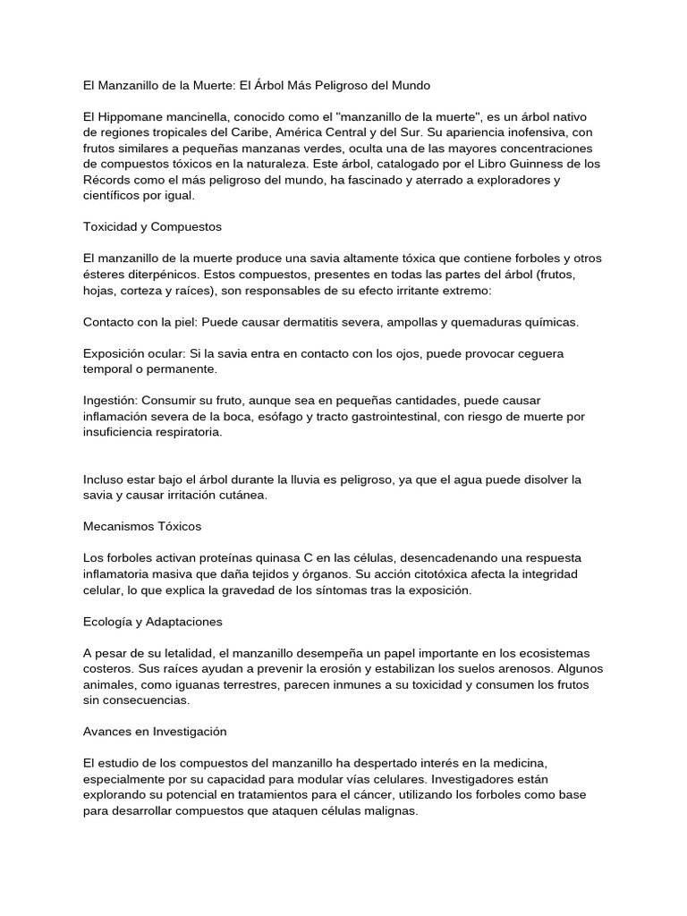 Hippomane Mancinella | PDF | Especialidades Medicas | Medicina CLINICA