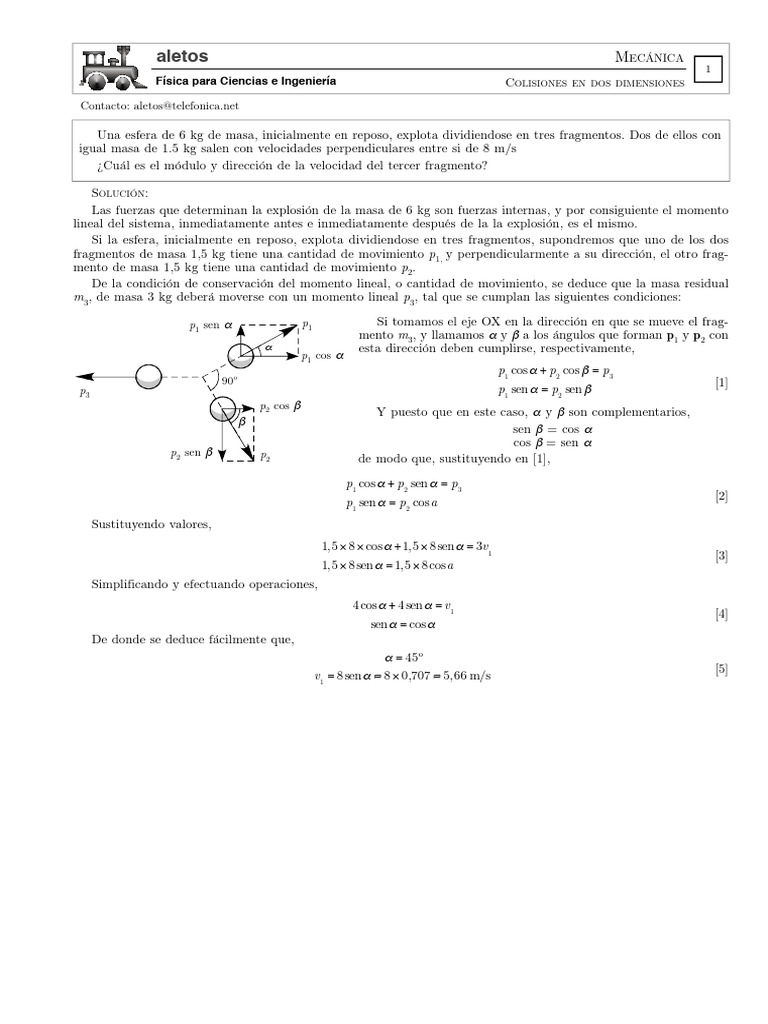 Problema 1 20 01 | PDF | Impulso | Masa