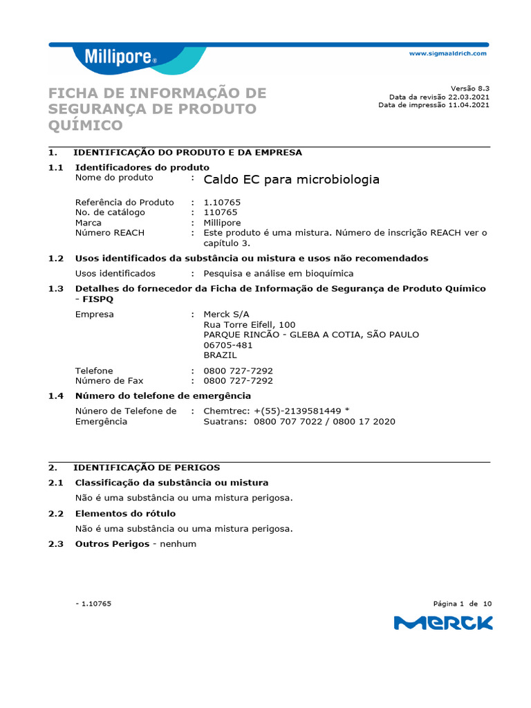 Ec - Merk | PDF | Sigma Aldrich | Vapor