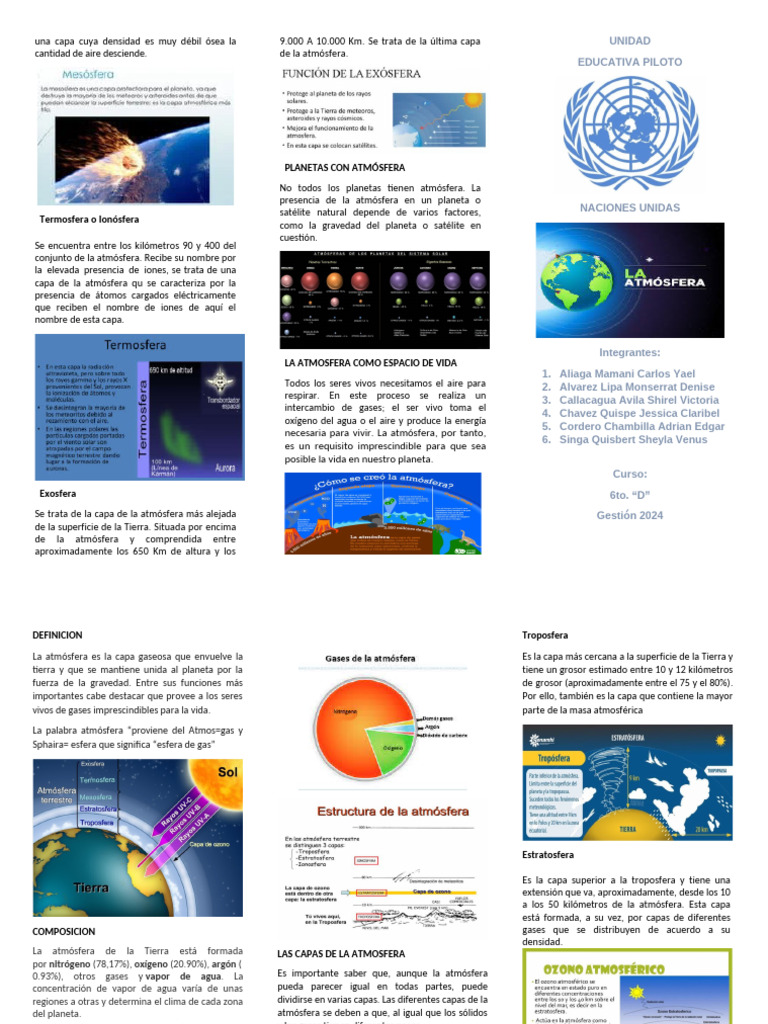 LA ATMOSFERA TRIPTICO - T | PDF | Atmósfera | Atmósfera de tierra