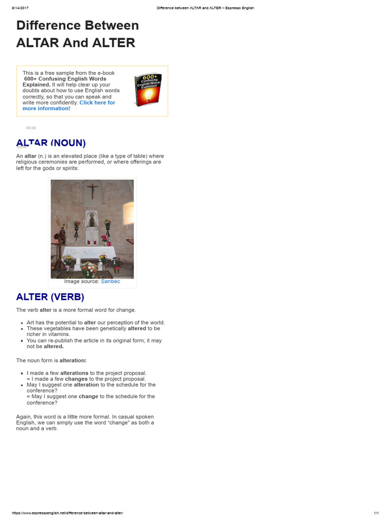 Altar vs. Alter: Key Differences Explained | PDF
