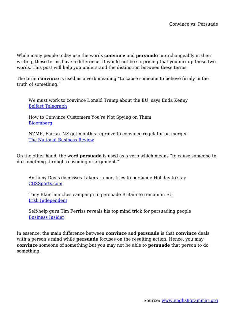 Convince vs. Persuade | PDF