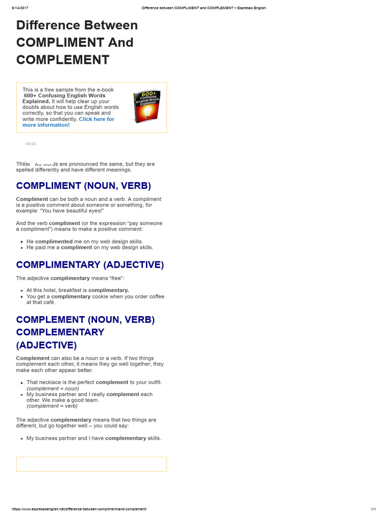 COMPLIMENT and COMPLEMENT | PDF