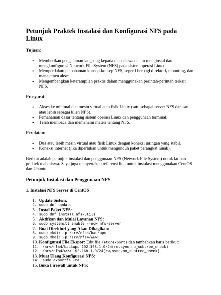 Petunjuk Instalasi NFS - Server | PDF | Griya & Taman | Komputer