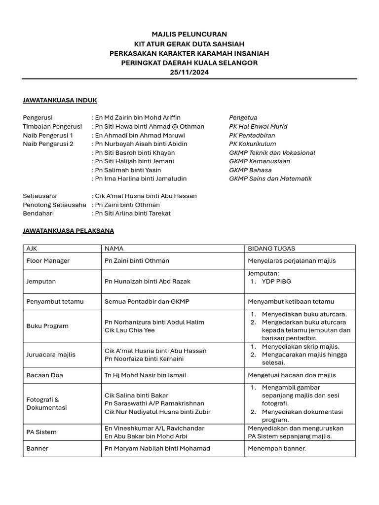 JK Majlis Peluncuran Kit Duta Sahsiah | PDF