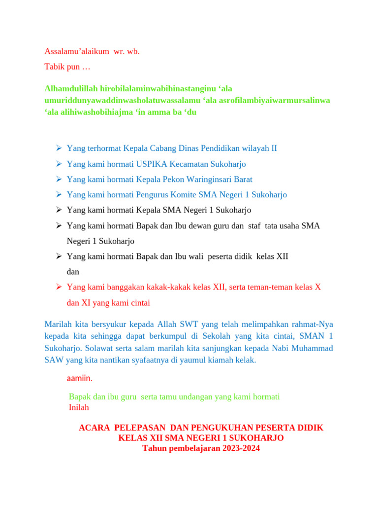 Teks MC 2024 | PDF | Perjalanan | Kajian Bahasa Asing