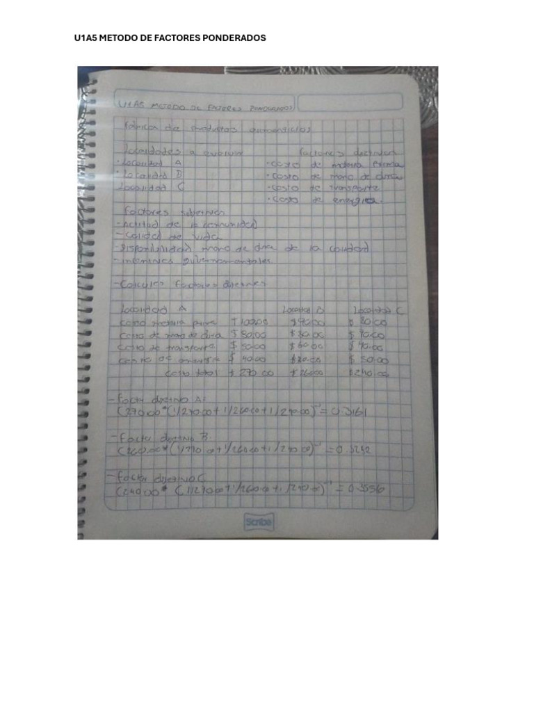 U1a5 Metodo de Factores Ponderados | PDF
