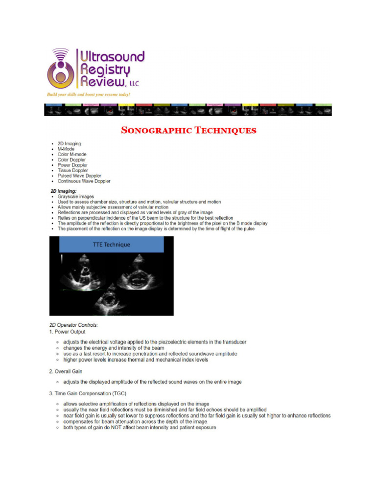 USRR System Features and Image Optimization Sonographic Techniques | PDF
