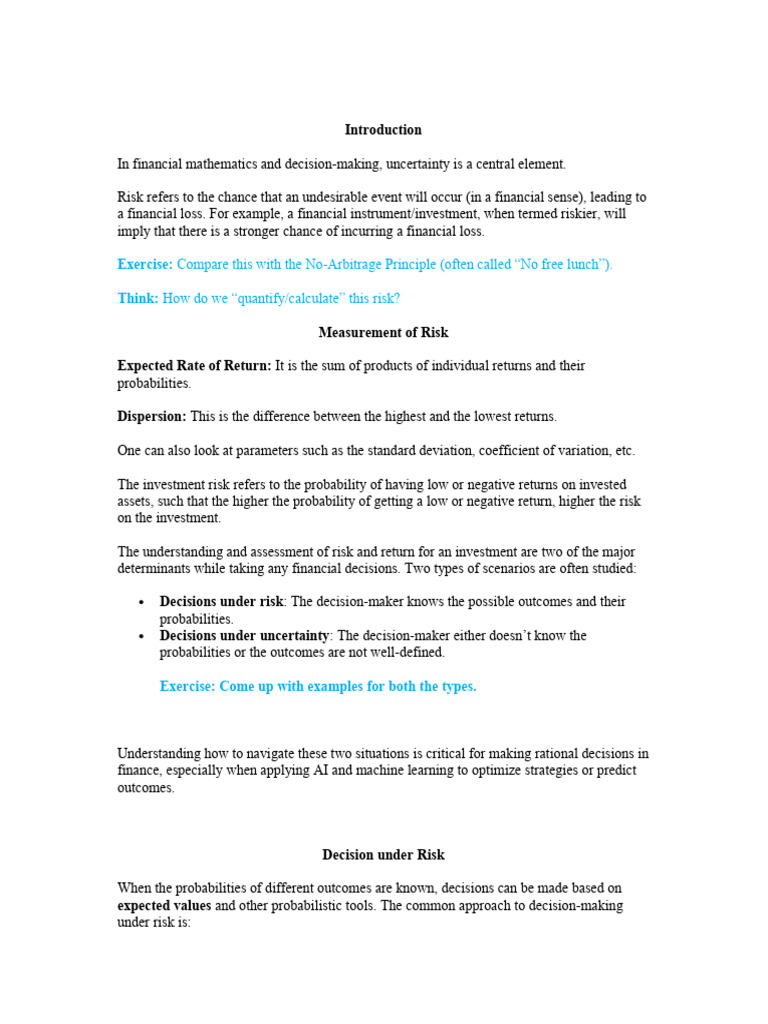 Unit 6 - 1 Risk and Uncertainty | PDF | Risk | Utility