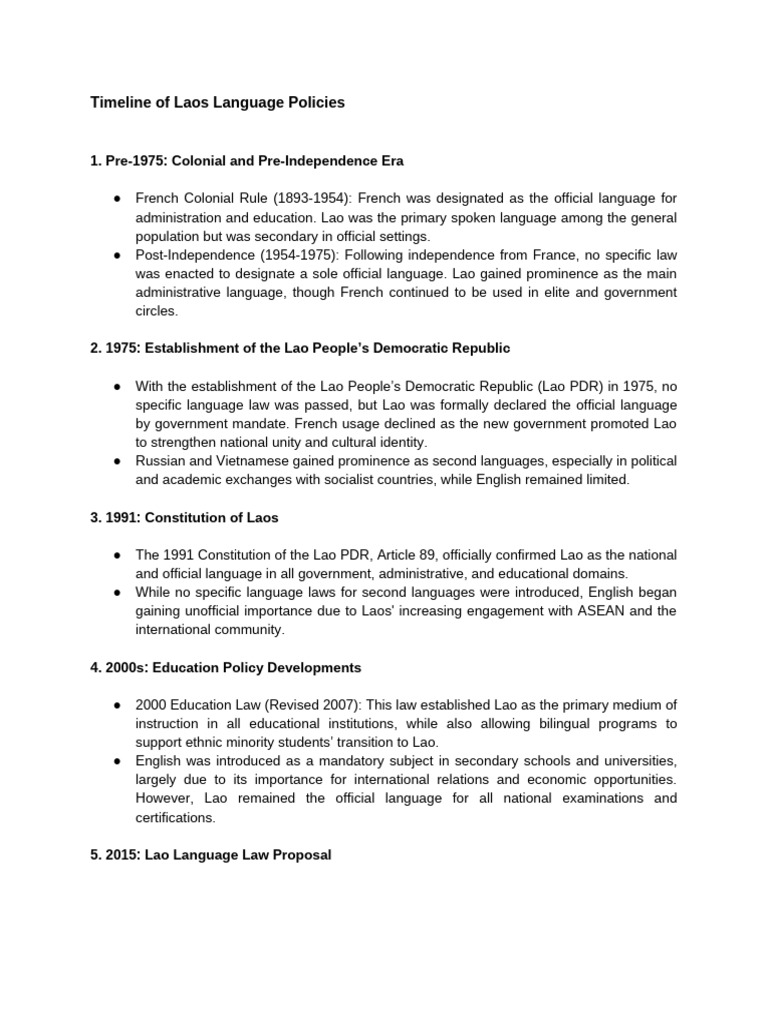 Laos Timeline | PDF | Literacy | Laos