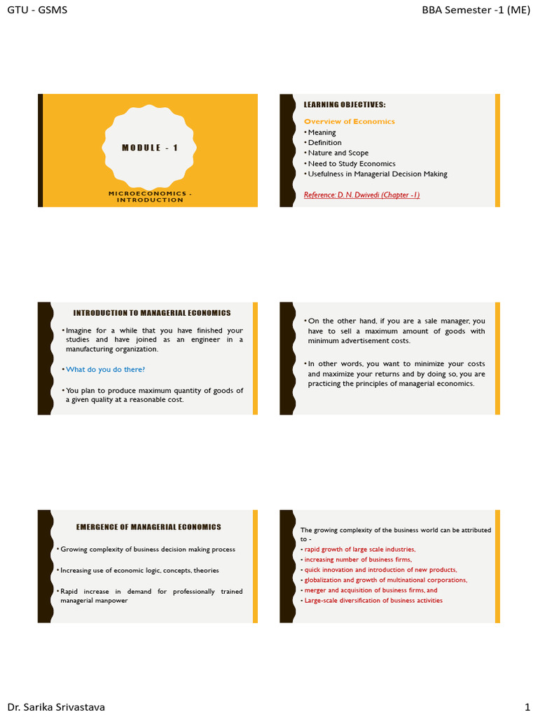 BBA ME Module 1 (Chapter 1) | PDF | Economics | Macroeconomics