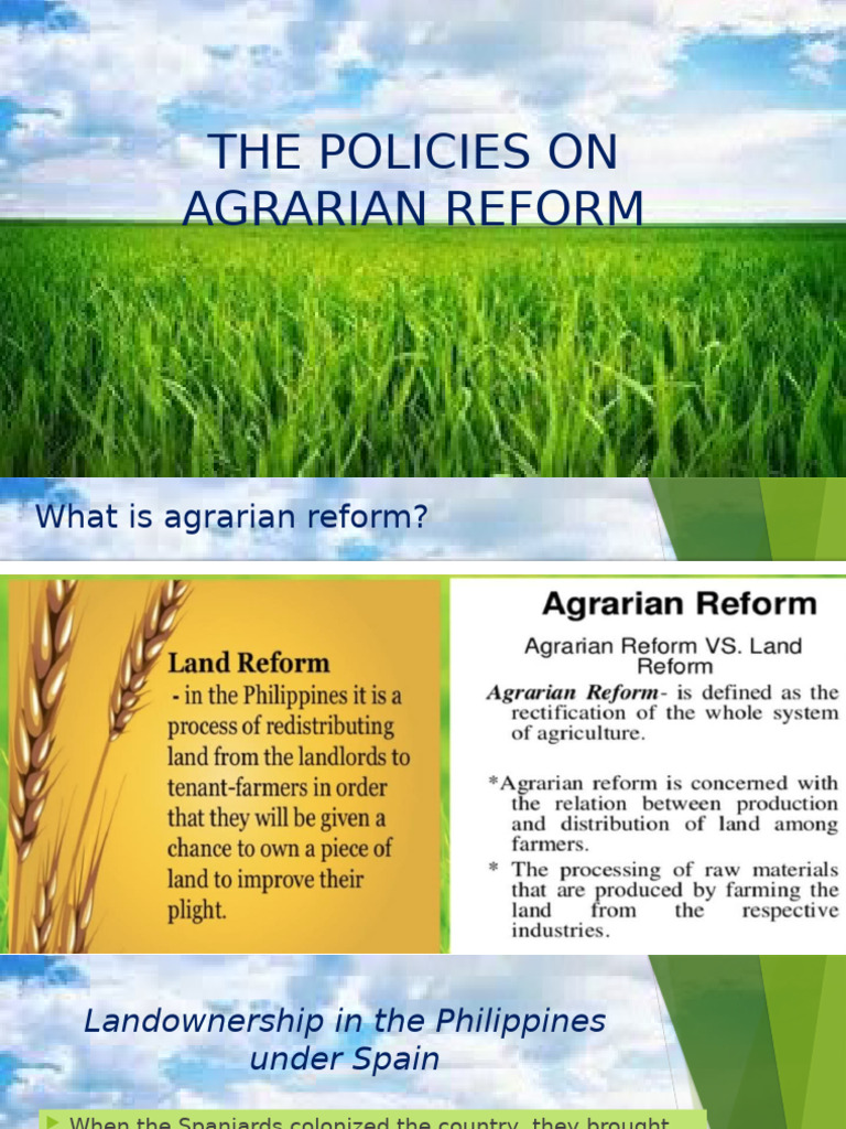 Agrarian Reform Policies in the Philippines | PDF | Land Law