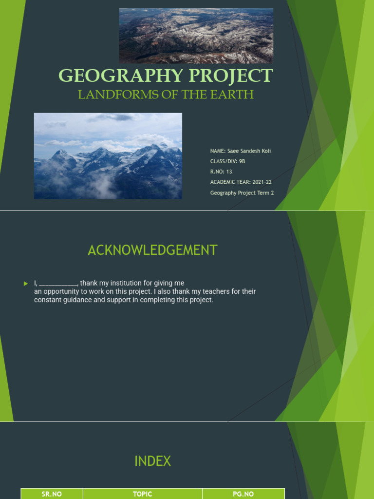 Landforms On Earth.9th Geo - Project | PDF | Mountains | Plateau