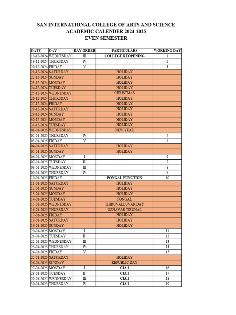 Even Sem Calender | PDF | Academic Term