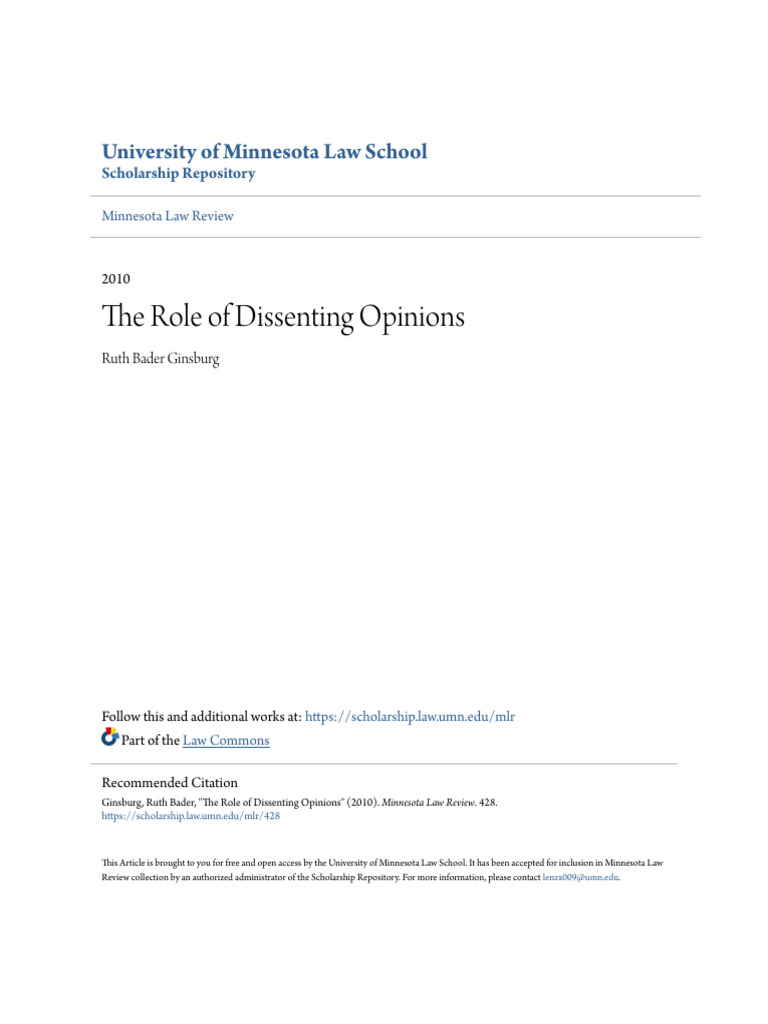 The Role of Dissenting Opinions R | PDF | Courts | Supreme Courts