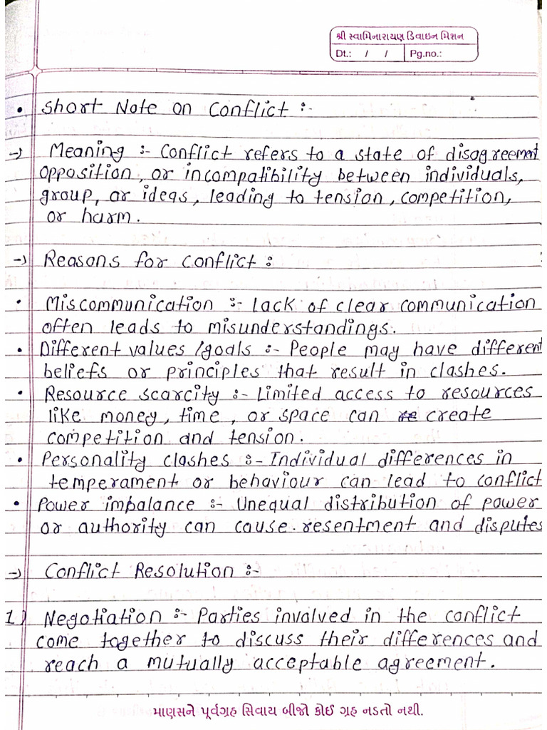 Short Note On Conflict | PDF