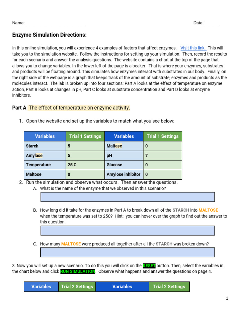 Enzyme Online Simulation - CP | PDF | Enzyme | Starch