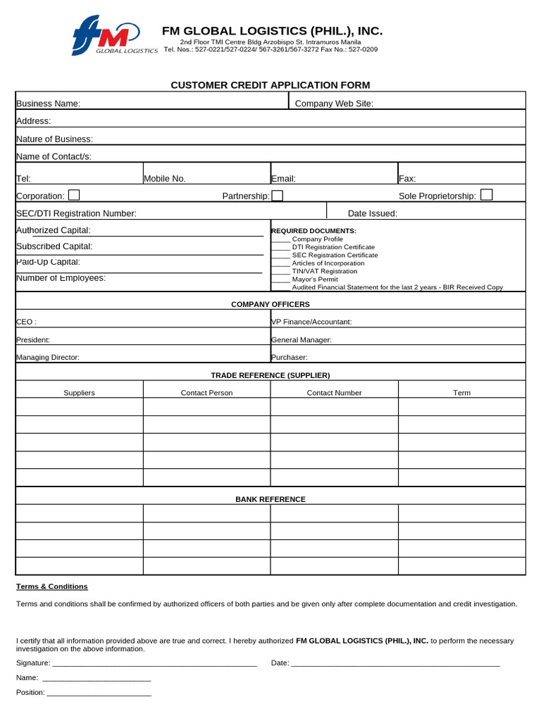 Credit Application Form-FM | PDF | Corporations | Business