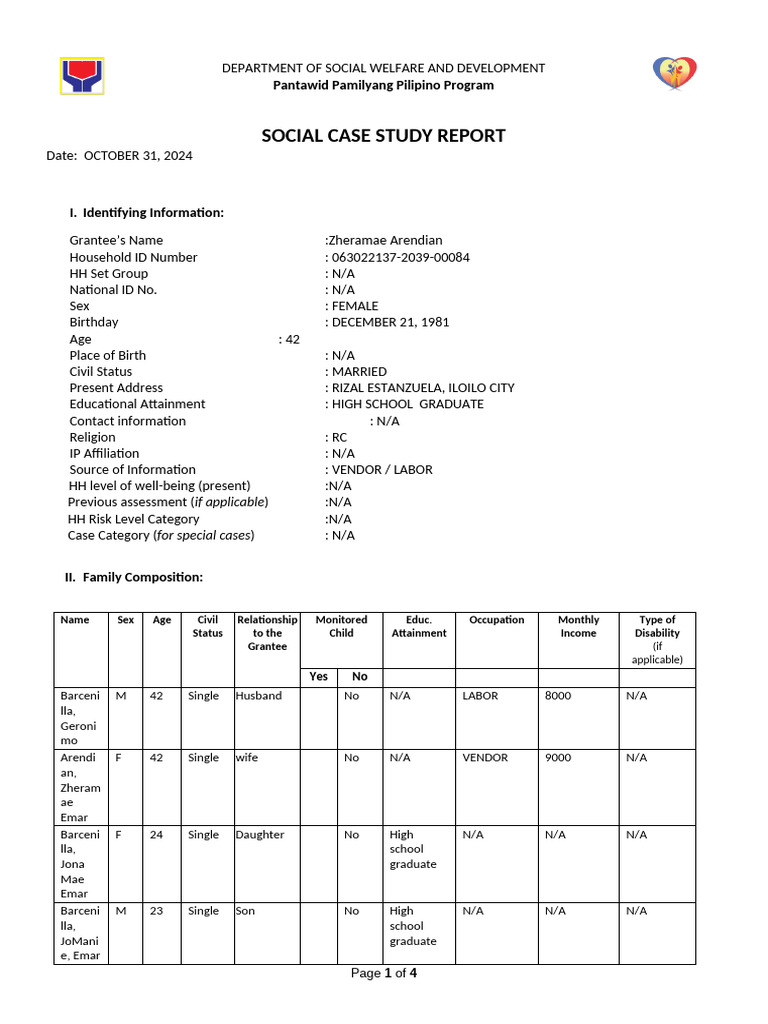 SOCIAL CASE STUDY REPORT - Level 12 | PDF | Psychological Resilience ...