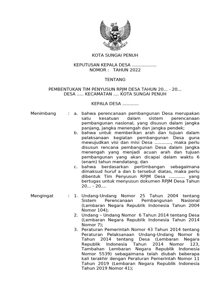 2.B SK Tim Penyusun RPJM Desa | PDF