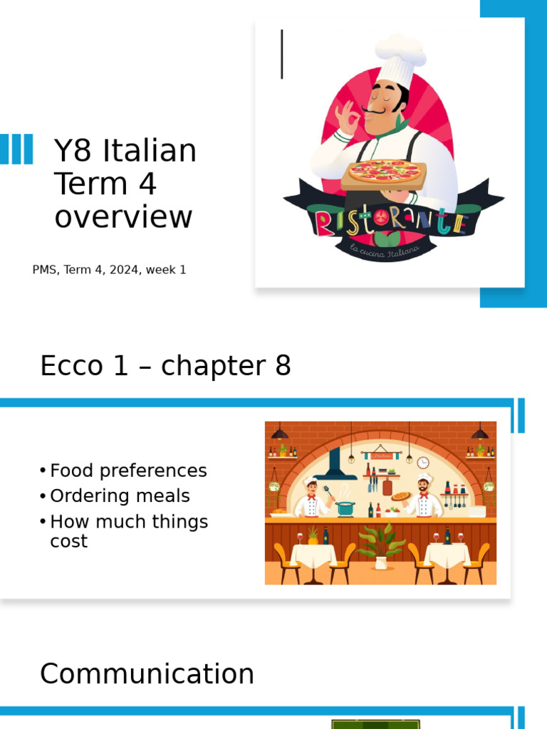 Y8 Term 4 Overview Buon Appetito! | PDF