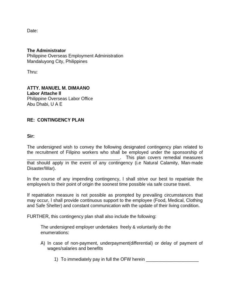 New Contingency Plan | PDF | Employment | Employee Relations