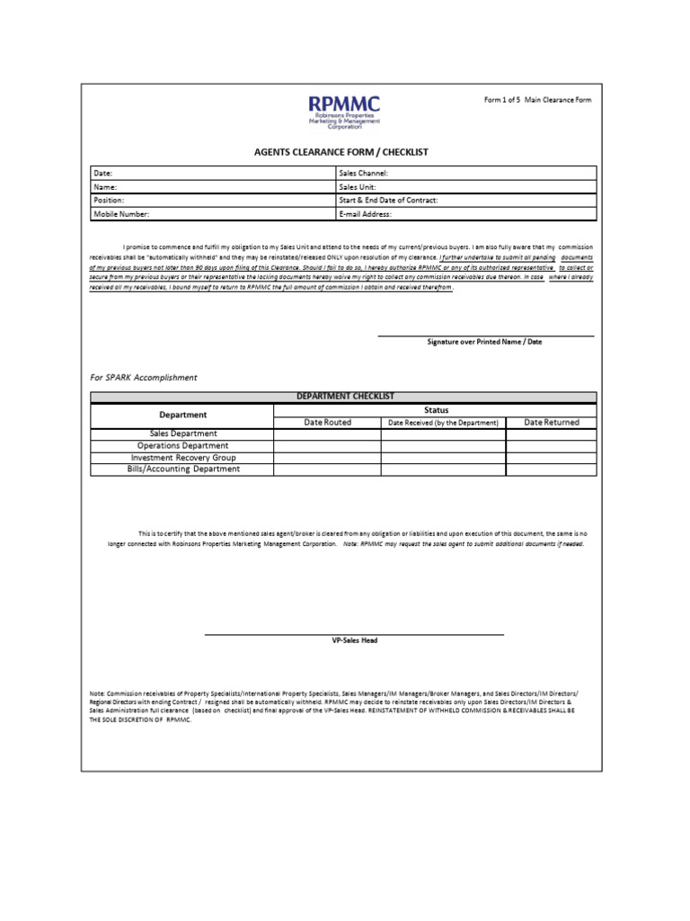 v05.08.24 Agent Clearance Form | PDF | Justice | Crime & Violence